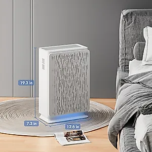 AromaRoom True HEPA H14 Air Purifier for Large Room Up to 2100 Sq Ft, Air Purifiers for Home Bedroom with Air Quality Sensor, Filters Up to 99.99% of Pet Dander, Pollen, Allergens, Dust, Odors (White)