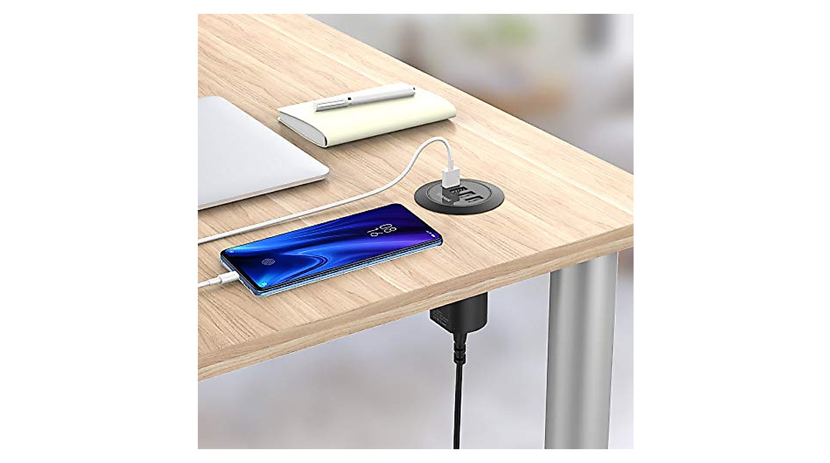 Simpeak 4-Port USB Desk Charger - Grommet Mount, Space-Saving