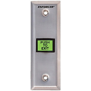 Seco-Larm SD-7103GC-PTQ Enforcer Slimline Illuminated RTE Plate with Built-in Timer, Square Illuminated Push Button with Caption "PUSH TO EXIT", Long-life green LED 12/24 VAC/VDC (~35,000hr)