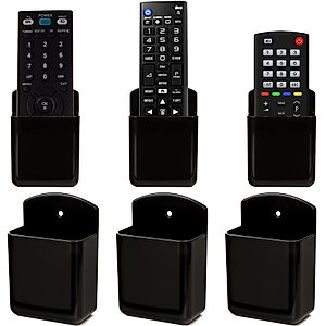 foxwake Remote Control Holder Wall Mount 6Pack, Hole-Free Storage Box for Tv Fan Light Air-Conditioner RV Table Small Adhesive Organizer for Bedroom Headboard Office Playroom Black