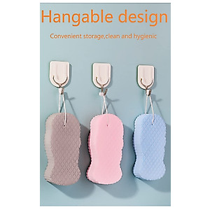 3Pcs Magic Exfoliating Bath Sponge,3D Super Soft Exfoliating Bath Sponge, Skin Friendly and Reusable for Adults Children and Pregnant Women. (Pink+Blue+Gray)