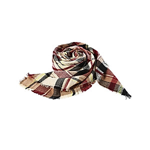 American Trends Women's Fall Winter Scarf Classic Tassel Plaid Scarf Warm Soft Chunky Large Blanket Wrap Shawl Scarves Pink Scarf