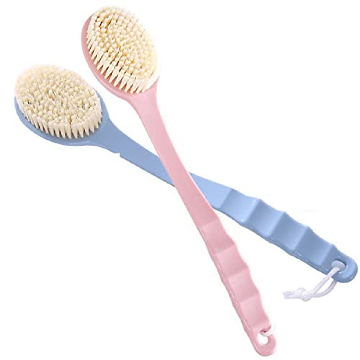 INGVY Dry Brushing Body Brush Long Handle Bath Brush Soft Body Scrubber Shower Exfoliating Scrub Exfoliator Skin Massager Cleaning Brush Bathroom Accessories (Color : Pink)