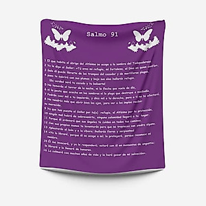 YIVIVEN Salmo 91 En Español Blanket Christian Gifts 50"x60", Religious Throw Blanket, Christian Blankets Plush, Salmo 91 Throw Blanket (Salmo 91) Prayer Blanket Scripture Blanket