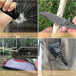 Corfara Engraved Black Pocket Knife for Boss Gifts Ideas for Christmas Birthday Retirment Best Boss Ever Camping Knife with Window Glass Breaker and Seatbelt Cutter