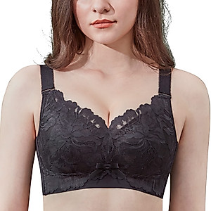 Wirefree Comfort Minimizer no Wire Wireless Full Coverage Plus Size Cute Comfy Minimizing Wide Strap Lifting Bra Push up Bras for Women dd Black 40C 40 C