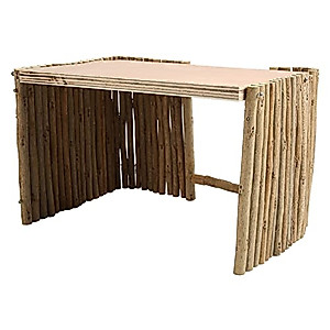 HEEPDD Wooden Small Pet Hideout, Breathable Fence Small Animal Hideout Hut with Platform for Hamster Guinea Pig Bunny Chinchilla