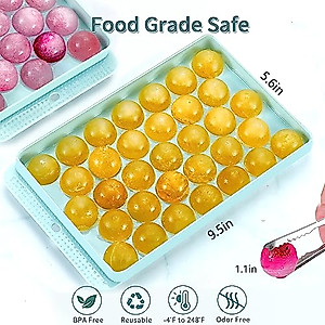 ARTLEO 4 Pack Round Ice Cube Trays for Freezer with Bin, Upgrade Easy Release Small Ice Ball Maker Mold, Freezer Ice Container with Lid, Mini Sphere ice cube Mold trays, Ice Bucket and Tong,Bpa free