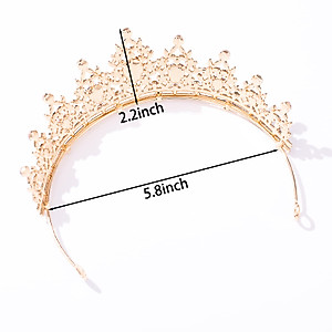 FORSEVEN Crystal Tiaras for Women, Wedding Tiaras and Crowns for Women Tiaras for Girls Birthday Party Princess Crown Hair Accessories Bride Rhinestone Headbands (Gold+Pink)