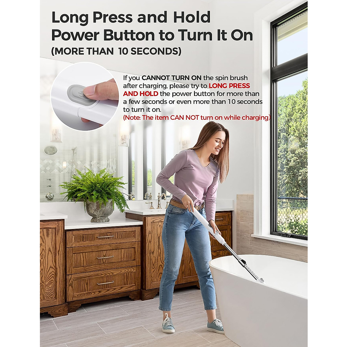 kHelfer Electric Spin Scrubber Kh8, 2024 Upgrade Cordless Shower Scrubber 8 Replacement Head, 1.5H Bathroom Scrubber Dual Speed, Shower Cleaning Brush with Extension Arm for Bathtub Tile Floor