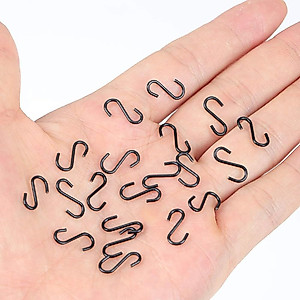 UUYYEO 100 Pcs Mini Craft Hooks S Shaped Hooks Connectors Jewelry Hanging Wire Hook Non Slip Hooks Ornament Storage Hooks Black