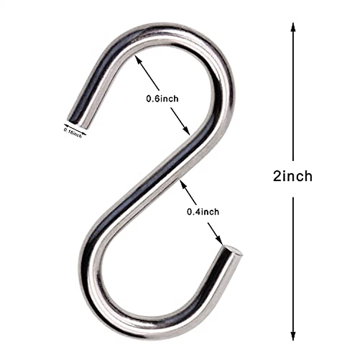 Shapenty Stainless Steel Heavy Duty S Shaped Hooks Hanging Utility Hooks for Plants Hanger Kitchen Utensils Pots Pans Clothes Jeans Bags Bathroom Gardening Tool, 4PCS (2 Inch)