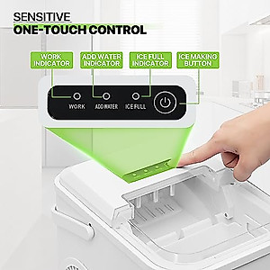 Magshion Compact Countertop Ice Maker, Portable Ice Machine with Handle, 8 Ice Cubes Ready in 8 Mins, 26lbs in 24Hrs, Ice Cube Maker with Ice Scoop for Home Kitchen Office Party RV, White