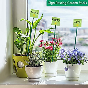 BLUE TOP Green Bamboo Plant Stakes Garden Stakes 15.8 Inch 25 PCS,Wood Stakes for Vegetables/Floral,Bamboo Plant Support for Indoor &Outdoor Plants with 100 Garden Ties, Sign Posting Garden Sticks