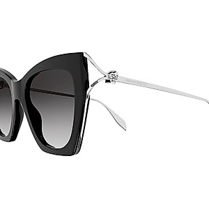 Alexander McQueen Square Cat Eye Sunglasses AM0375S 001 Black/Silver 53mm