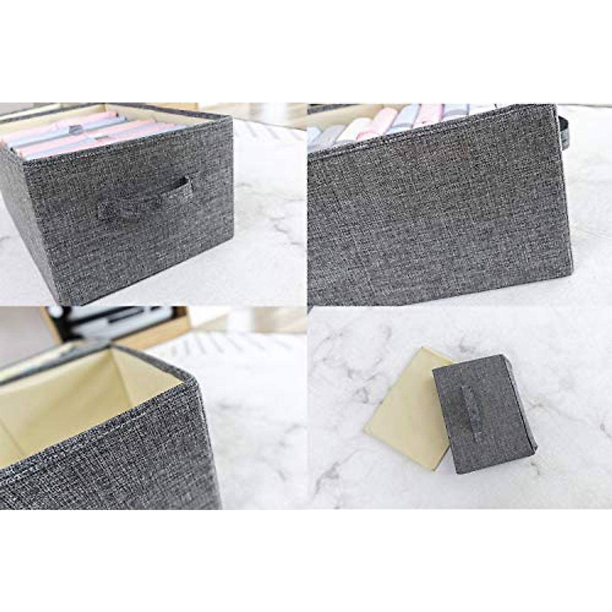 ALYER Collapsible Fabric Storage Organizer with Handles,Shelf Bins Box Container for Bedroom Office Closet Babies Nursery Toys Books Clothes (Beige)