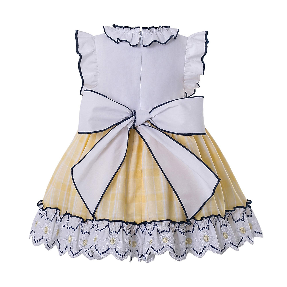 Pettigirl Baby Girls Easter Spring Elegant Yellow Plaid Ruffle Romper Clothing Set Newborn Infant Lovely Dresses Outfit