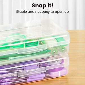 Sooez 6 Pack Clear Pencil Box, Plastic Large Capacity Pencil Boxes Plastic Boxes with Snap-tight Lid, Office Supplies Storage Organizer Box, Stackable Design and Stylish