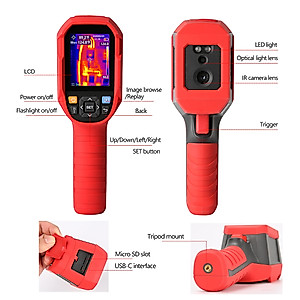 UNI-T UTi89 Pro Thermal Camera Imager 80x60 IR Resolution Handheld Infrared Thermal Imaging Camera 4800 Pixels 9Hz Refresh Rate, IP65 Rechargeable 16GB MicroSD 2 Meter Drop Durability
