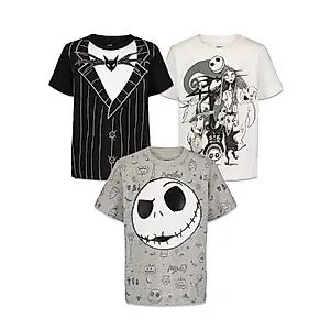 Disney Nightmare Before Christmas Jack Skellington Oogie Boogie Sally Little Boys 3 Pack T-Shirts 7