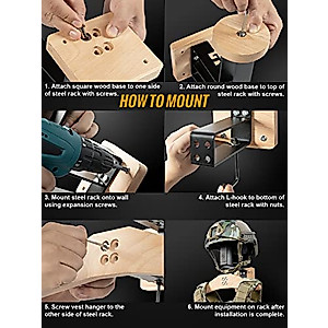 OneTigris Tactical Gear Wall Mount, Police Gear Rack with Helmet Stand Plate Carrier Hanger, Wall Organizer for Motorcycle Football Cycling Gear