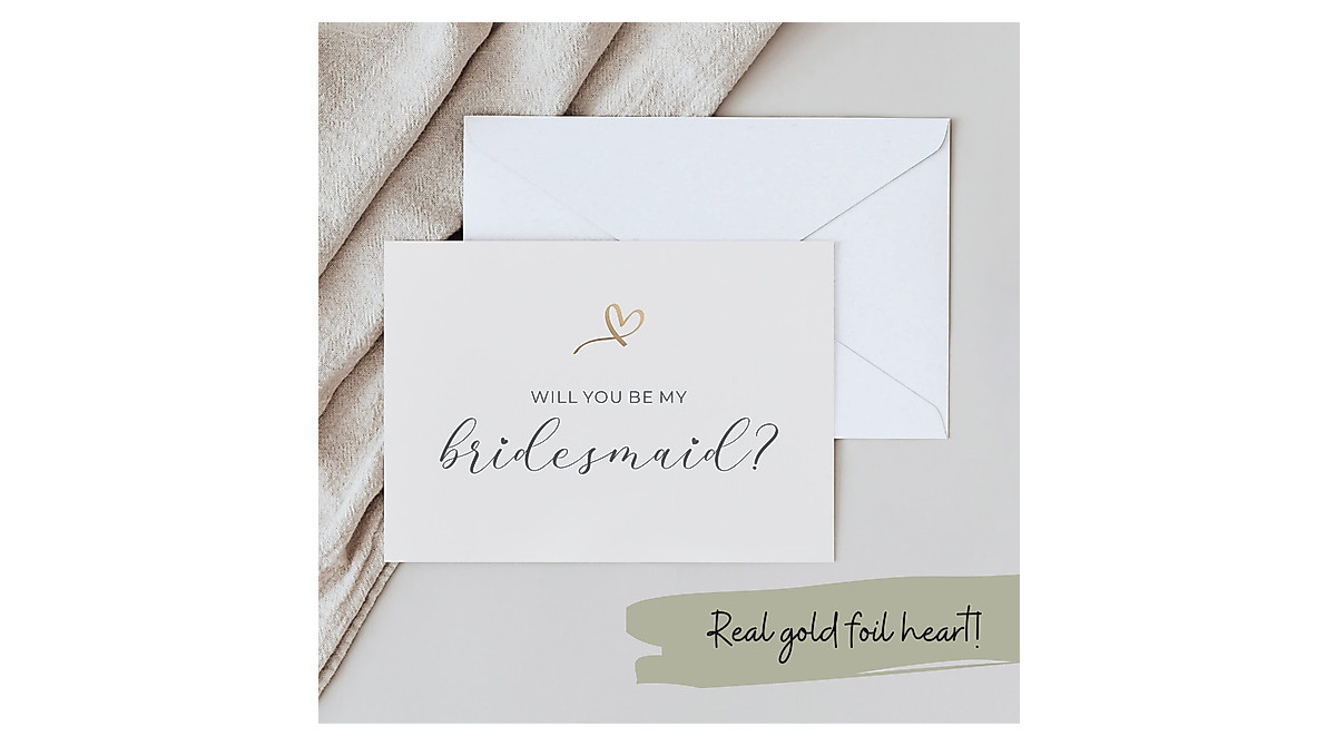 Elegant Bridesmaid Cards with Gold Heart - Olive & Emma