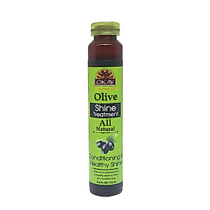 Okay Olive Shine Treatment For All Hair Types & Textures Conditioning & Healthy Shine with 12 Natural Oils, 0.6 Ounce