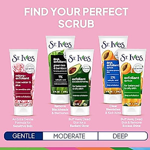 St. Ives Gentle Smoothing Face Scrub, Rose Water & Aloe Vera Exfoliator, Facial Scrub Made with 100% Natural Exfoliants, Paraben Free, Oil-Free, Dermatologist Tested 6 oz, 6 Pack