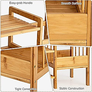 LUARANE 4-Tier Shoe Rack with Umbrella Stand, Free Standing Entryway Organizer with Bamboo Frame, Multifunctional Shoe Shelf for Entryway Hallway Living Room Staircase