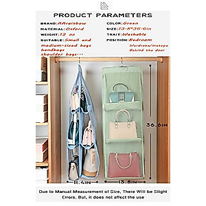 AARAINBOW 2 Pcs Hanging Handbag Organizer 6 Pockets Wardrobe Purse Hanger Closet Space Saving Purse Organizers Breathable Handbag Storage Organizer, Washable, 37 L x 13.8W (Gray+Green)