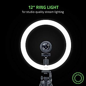 Razer Ring Light 12" Streaming and Selfie Light: Customizable Light Spectrum - Adjustable Brightness - Includes Tripod, Phone and Webcam Mount - Designed for Streaming and Twitch - Compatible w/ Kiyo