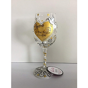 Enesco Designs by Lolita “Happy Couple” Hand-Painted Artisan Wine Glass, 15 oz, Multicolor