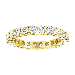 Houston Diamond District 3 Carat (ctw) 14K Yellow Gold Round Diamond Ladies Eternity Wedding Anniversary Stackable Ring Band Value Collection, 7