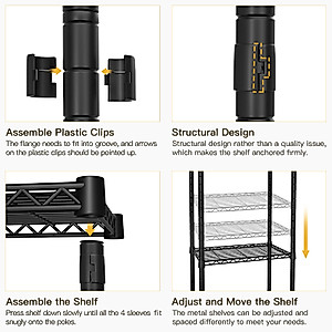 Ulif U8 Laundry Room Storage Organizer, Over The Washer and Dryer Storage Shelves for Laundry Organization, 35" W x 13.4" D x 76.2" H, Suit Washing Machine Width Within 32.6", Hold 304 lb, Black