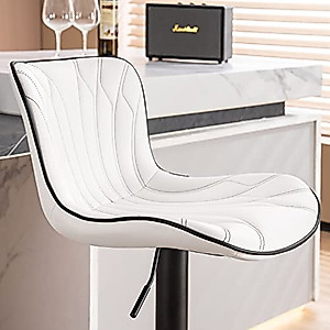 YOUNUOKE Counter Height Bar Stools for Kitchen Island Set of 2, 24 inch Metal White Barstools, Swivel Counter Stools Chair with Back