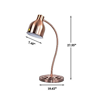 Table Food Heat Lamp Infrared Food Warmer Portable Heating Lamps for Food 250 Watts(Single Arm(Copper))