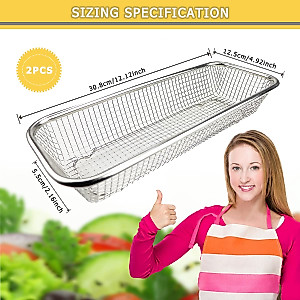 DOERDO Stainless Steel Utensil Holder Dish Drying Silverware Cutlery Basket for Kitchen Dining Picnics 12"x4.9"x2.2", Silver