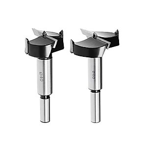 uxcell Forstner Drill Bits Set 40mm Dia. & 60mm Dia. Tungsten Carbide Wood Hole Saw Auger Opener, Woodworking Hinge Hole Drilling Boring Bit Cutter Black