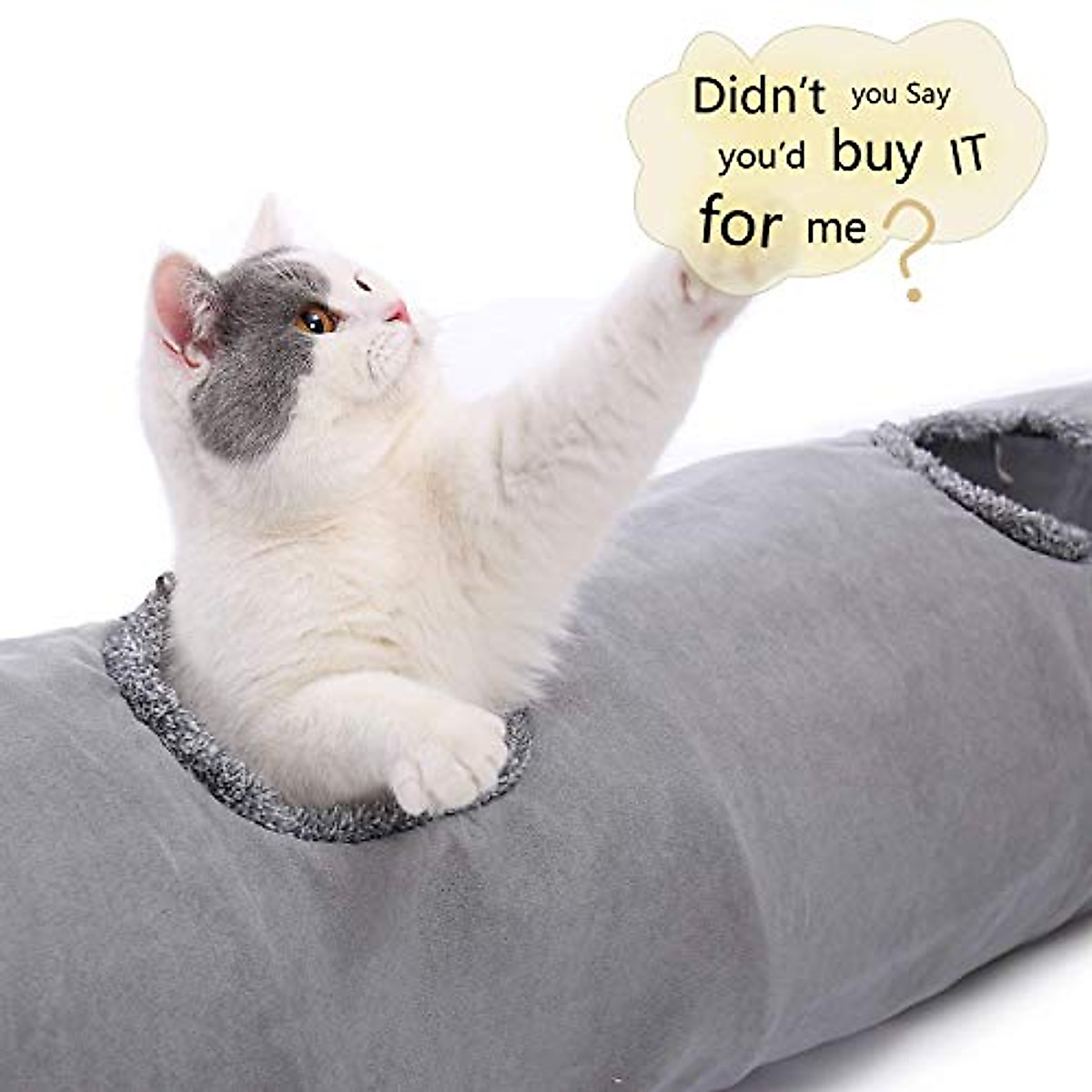 Speedy Pet Collapsible Cat Tunnel, Cat Toys Play Tunnel Durable Suede Hideaway Pet Crinkle Tunnel with Ball M