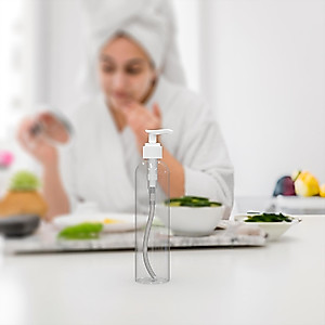 BRIGHTFROM Lotion Pump Bottles, Empty 8 OZ, BPA-Free, PET Refillable Plastic Containers, Clear with White Dispenser for - Soap, Shampoo, Lotions, Liquid Body Soap, Creams and Massage Oil (2 Pack)