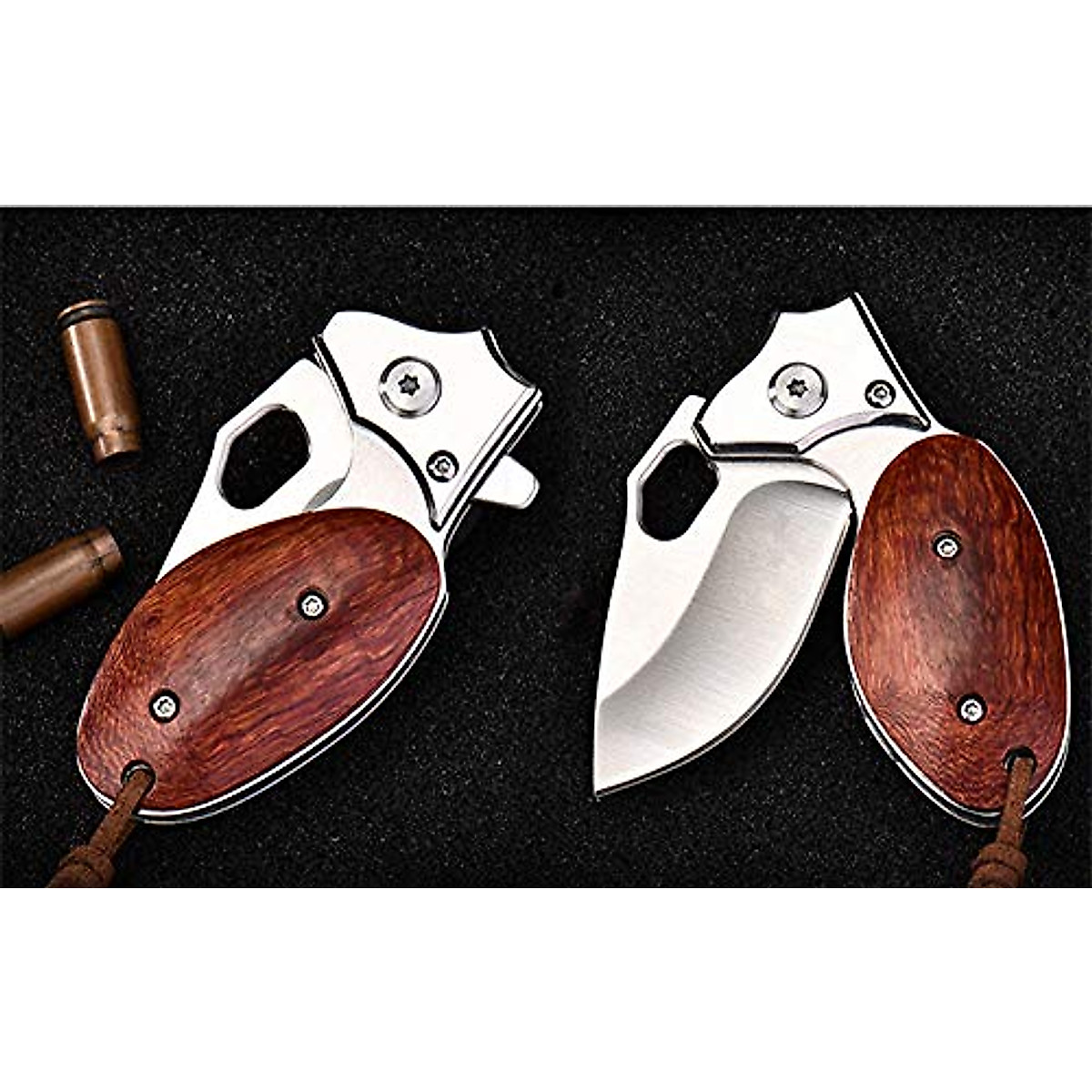 Small Folding Knife Pocket Knife Knives Redwood Handle D2 Sharp Blade - Pocket Knife for Men - Best Partner for Camping Hunting Fishing - EDC and Outdoor Gear - Birthday Christmas Gifts