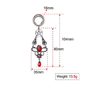 TBOSEN 6PCS Set Stainless Steel Retro Large Dangle Bridal Ear Gauges Tunnels Plug Stretching Tapers Screw Fit Tunnels 2g-1" in 6mm-25mm(00g)