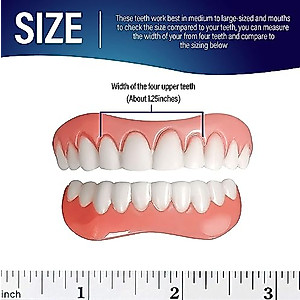 Fáke Têeth, 2 PCS Denture Teeth for Women and Men, Comfortable Dental Veneers for Upper and Lower Jaw, Nature and Realistic, Temporary Teeth Repair, Help You Regain Confident Smile