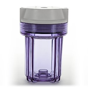 Hydronix HF2-5CLWH12, 5" Clear Housing with White Flat Cap For RO & Filtration Systems, 1/2" Ports