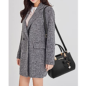 Dreubea Womens Handbag Tote Shoulder Purse Leather Crossbody Bag Black