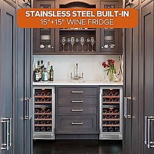 Ca'Lefort 30 Inch Wine Fridge, Wine Cooler Dual Zone Side by Side Under Counter Wine Cooler Refrigerator with Touch Panel 40°F-65°F for Champagne Wine, Holds 56 Bottles (Package of two 15")