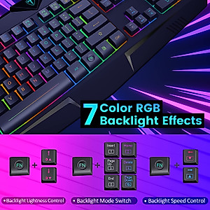 Dacoity TKL Mechanical Gaming Keyboard, RGB LED Rainbow Backlit 60% Keyboard with Blue Switches, 27 LED Lighting Modes, 100% Anti-Ghosting, 87 Keys Wired Tenkeyless Keyboard for Windows PC MAC Games