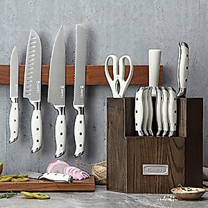 Jourmet 15PC Knife Block Set, High Carbon Stainless Steel Blade with Block and Knife Sharpener