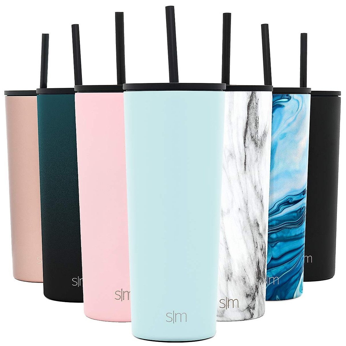 Simple Modern Insulated Tumbler with Lid and Straw | Iced Coffee Cup Reusable Stainless Steel Water Bottle Travel Mug | Gifts for Women Men Her Him | Classic Collection | 24oz | Seaside