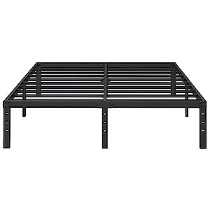 YUSENHEEI 14 Inch Queen Size Bed Frame, No Box Spring Needed, Heavy Duty Metal Platform Bed Frame with Large Underbed Storage Space, Noise Free, Easy Assembly, Black
